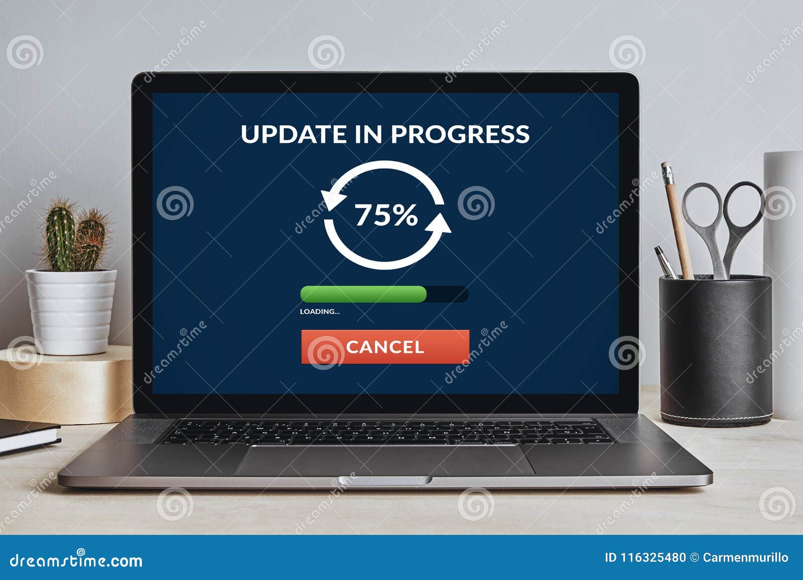 Update Concept on Laptop Screen on Modern Desk Stock Photo - Image of ...