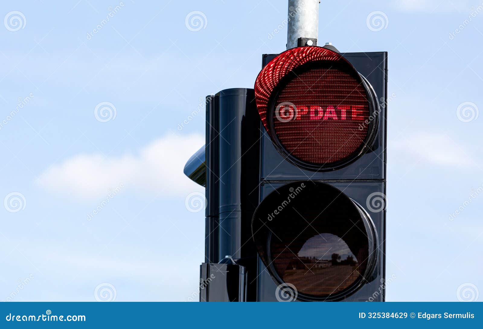UPDATE Concept. Traffic Light with Red Light Stock Image - Image of ...