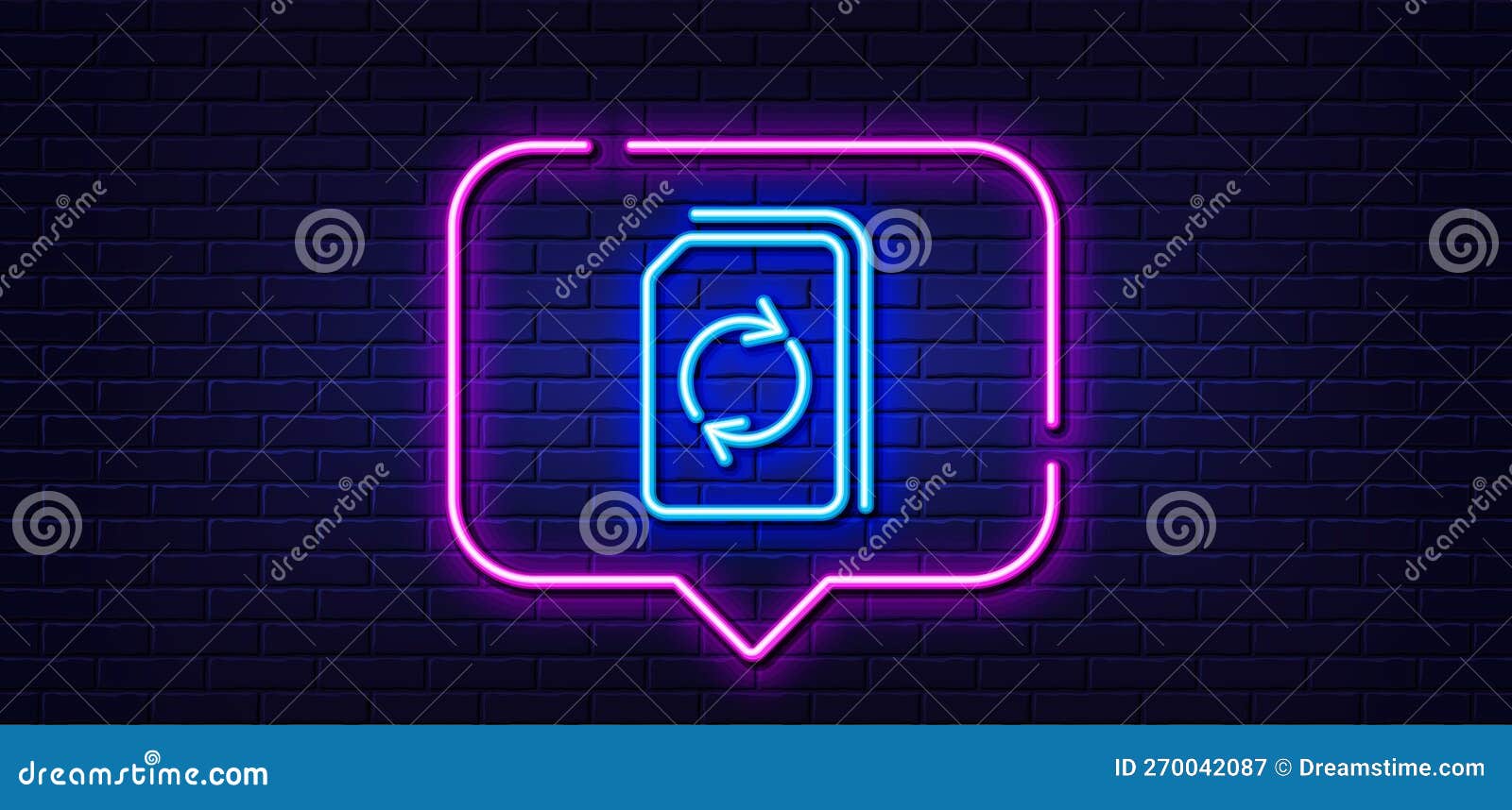 Update Document Line Icon. Refresh File Sign. Neon Light Speech Bubble ...