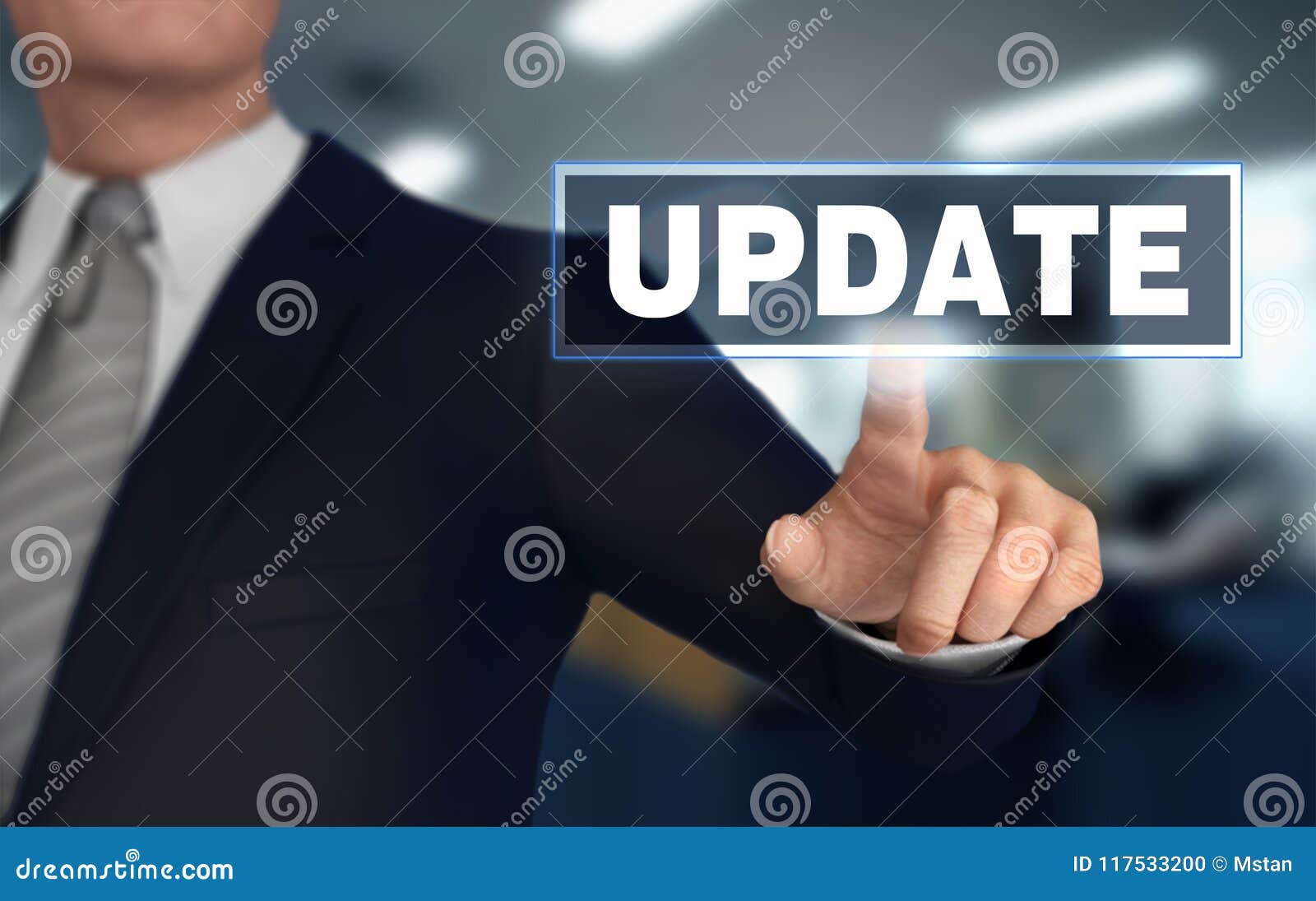 Update Pushing Concept 3d Illustration Stock Photo - Image of finger ...