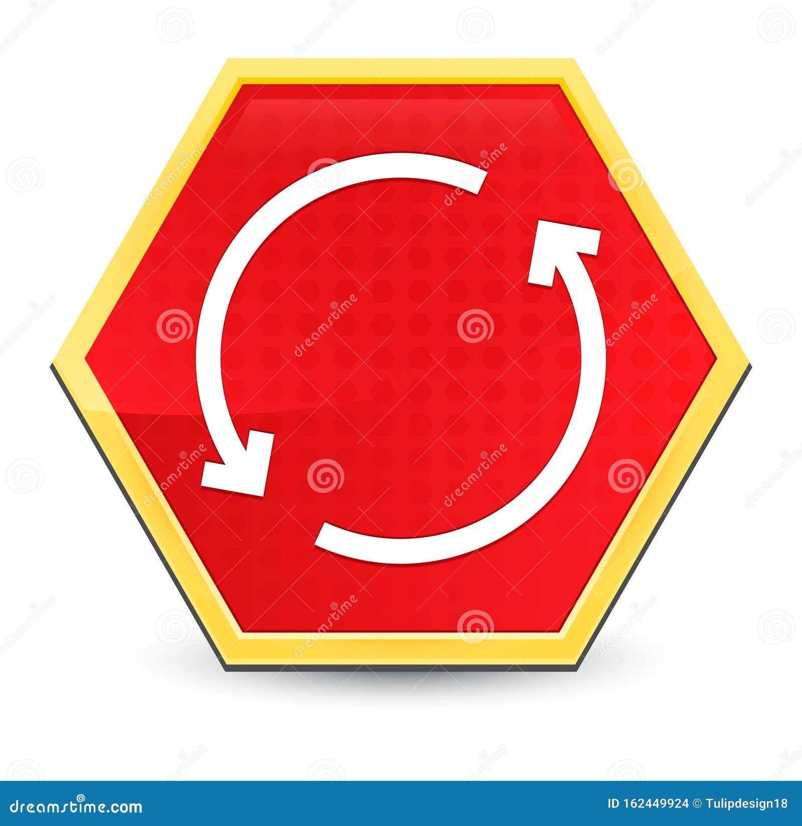 Update Icon Abstract Red Hexagon Button Bright Yellow Frame Elegant ...