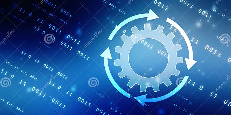 Update Icon with Binary Codes on Technology Abstract Background Stock ...