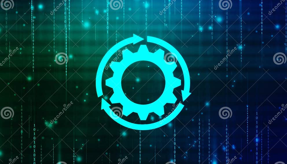 Update Icon with Binary Codes on Technology Abstract Background Stock Illustration ...
