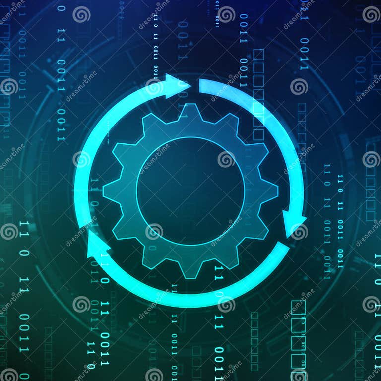 Update Icon with Binary Codes on Technology Abstract Background, Stock Illustration ...