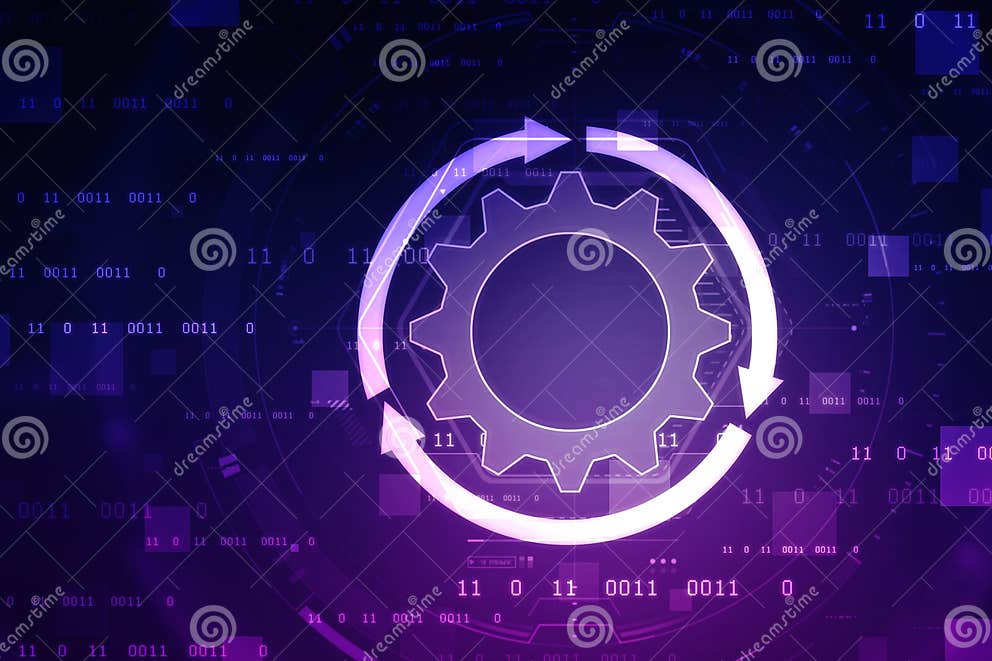 Update Icon with Binary Codes on Technology Abstract Background, Stock Illustration ...