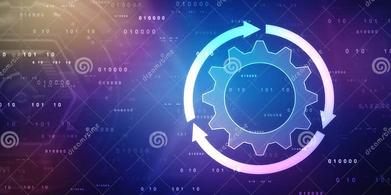 Update Icon with Binary Codes on Technology Abstract Background, Stock Illustration ...