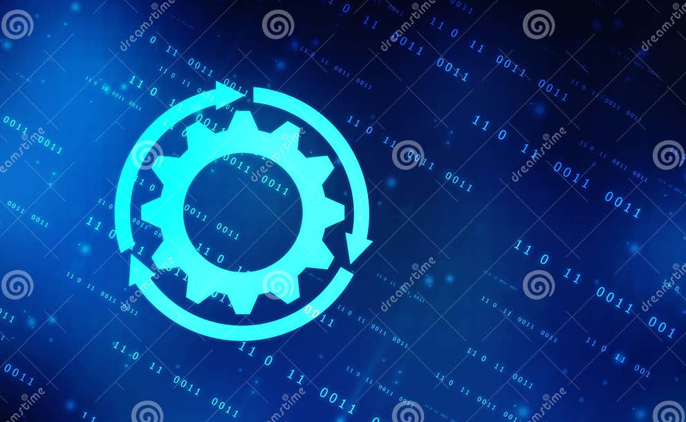 Update Icon with Binary Codes on Technology Abstract Background Stock Image - Image of future ...