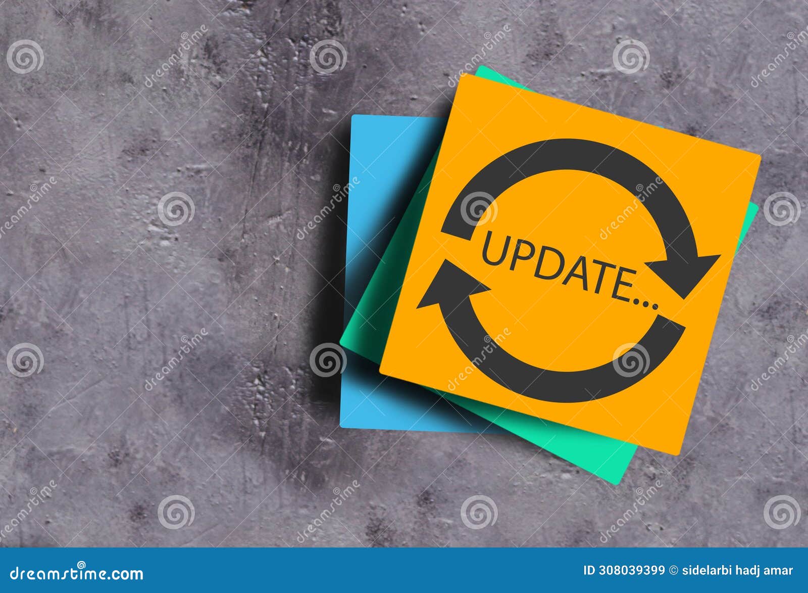 Update icon on sticky note stock image. Image of design - 308039399