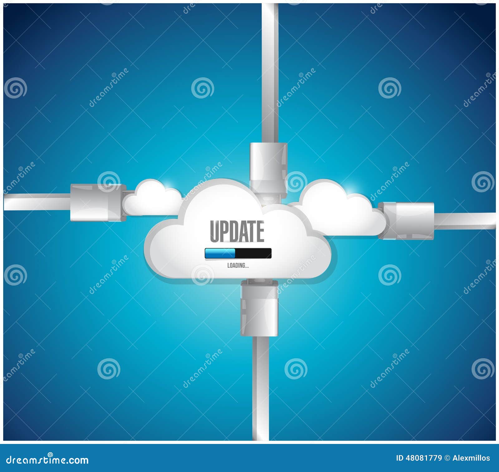 Update Loading Cloud and Connections. Stock Illustration - Illustration ...