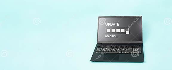 Update Loading, Laptop Screen with Progress Bar, Upload Data, Business ...