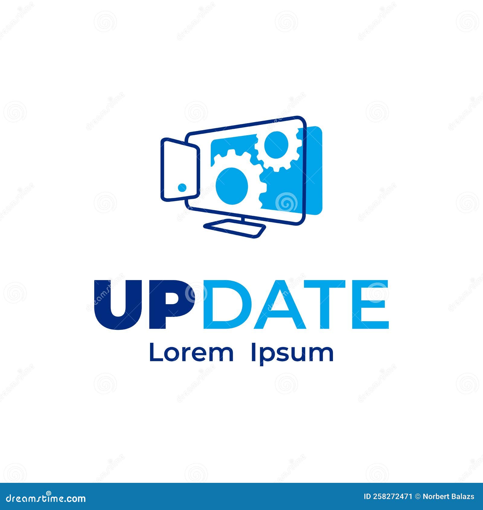 Update Logo Design. Smartphone and Computer Screen Vector Illustration ...