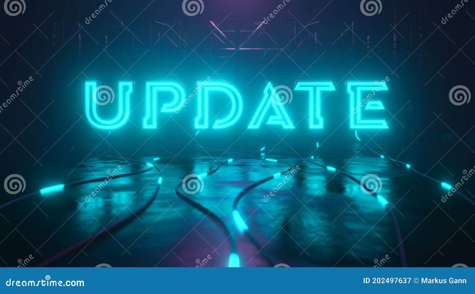 Update Neon Sign with Glowing Cable Stock Illustration - Illustration ...