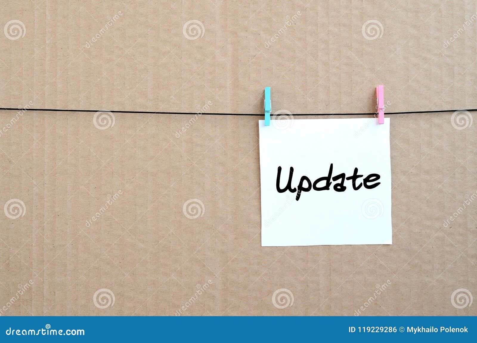 Update. Note is Written on a White Sticker that Hangs with a Clo Stock ...