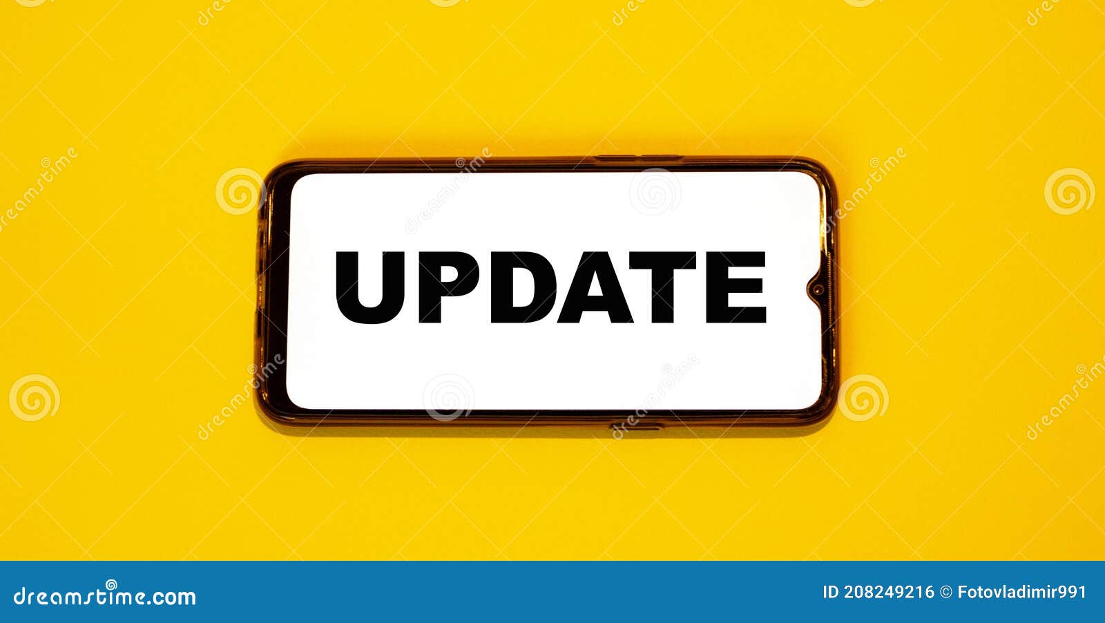 UPDATE Notification Full Screen Smartphone Close-up Stock Photo - Image ...