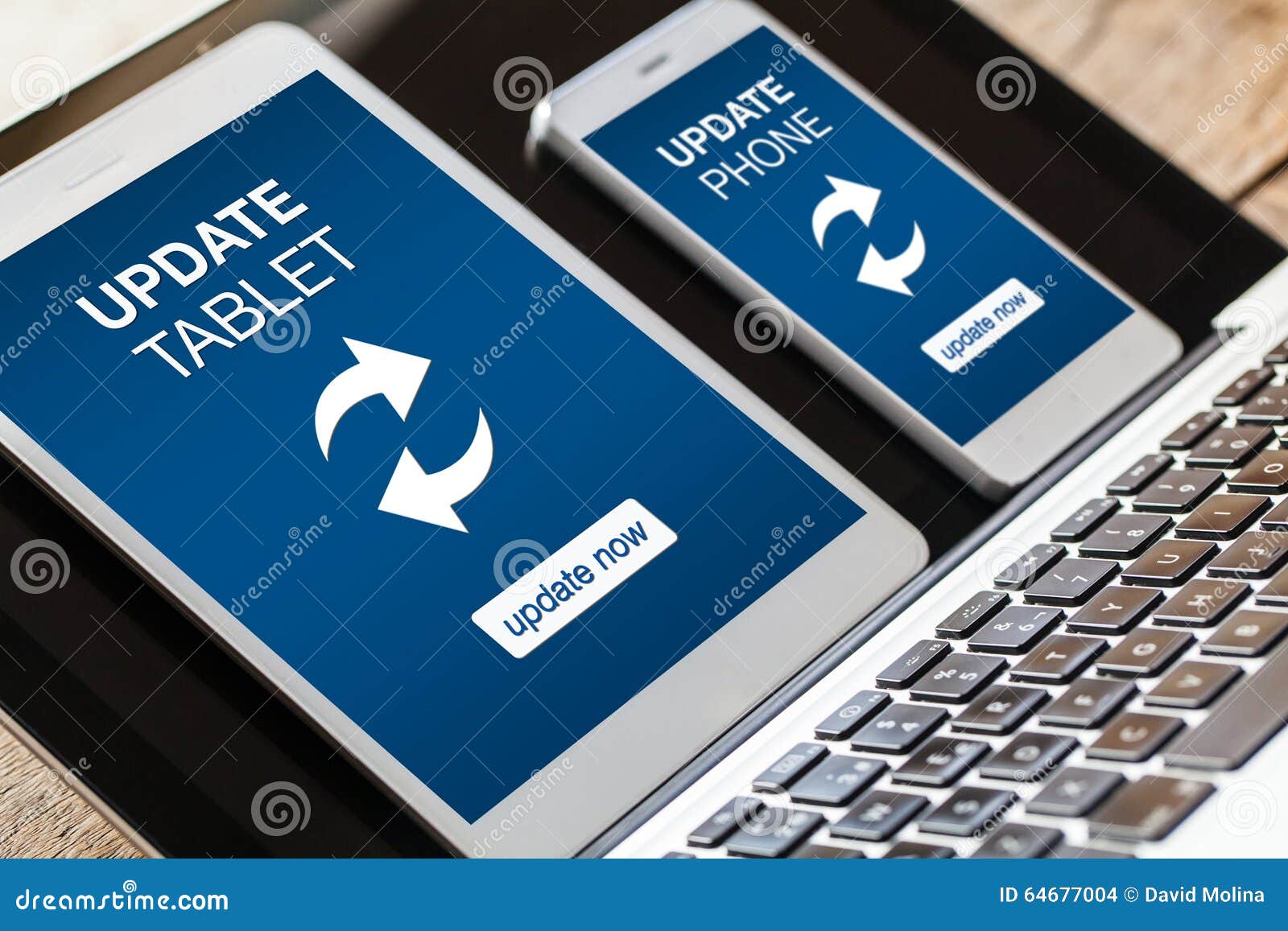 Update Notifications in Tablet and Smartphone. Stock Photo - Image of ...