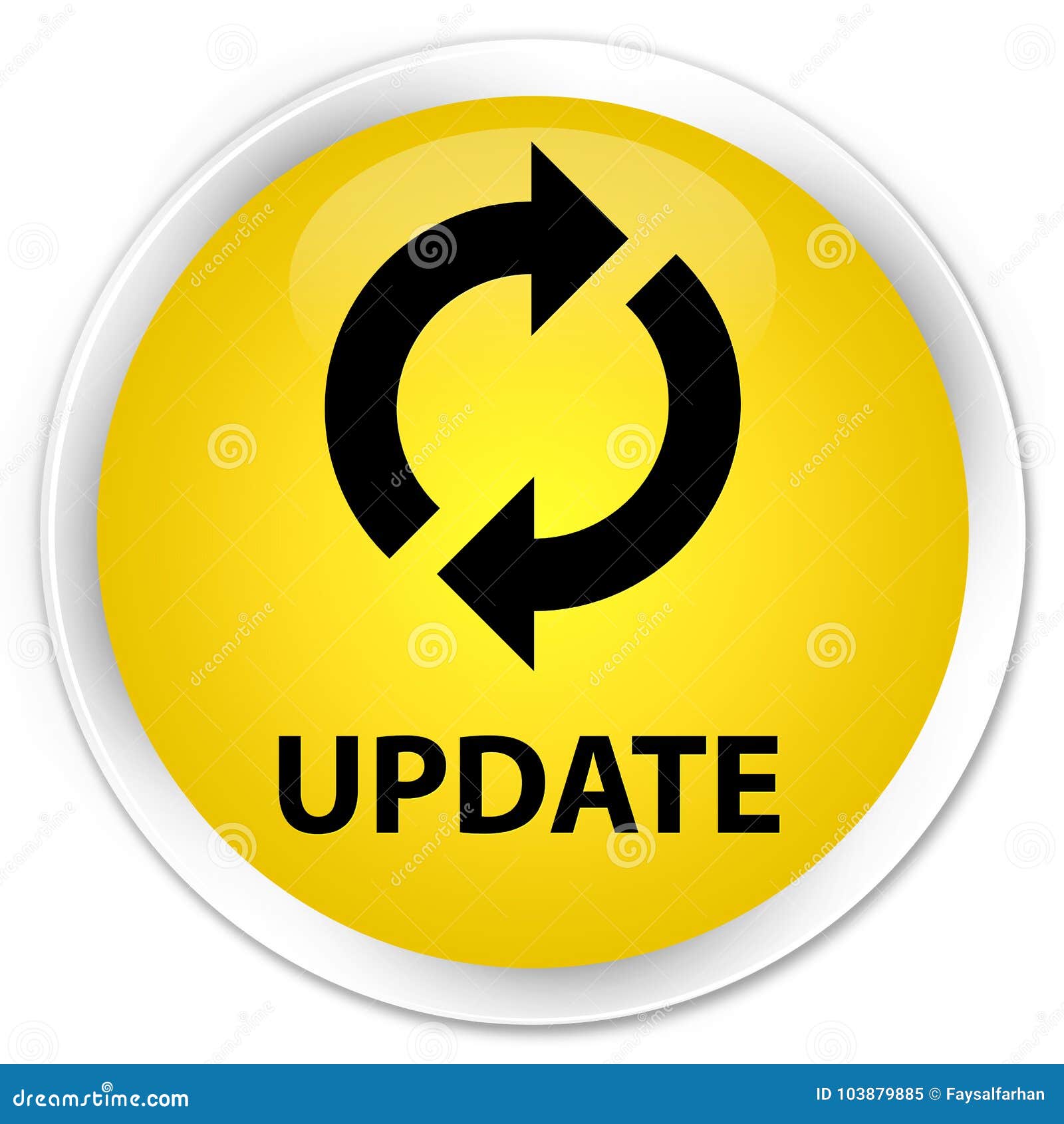 Update Premium Yellow Round Button Stock Illustration - Illustration of ...