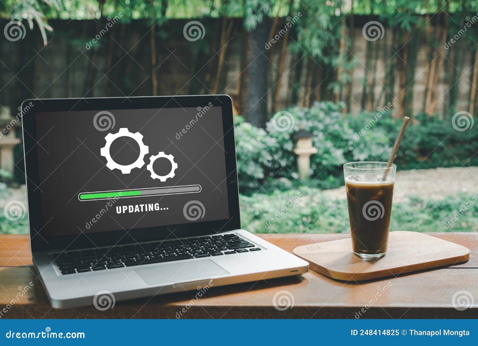 Person Waiting for Installing Update Process with Loading Bar Icon on ...