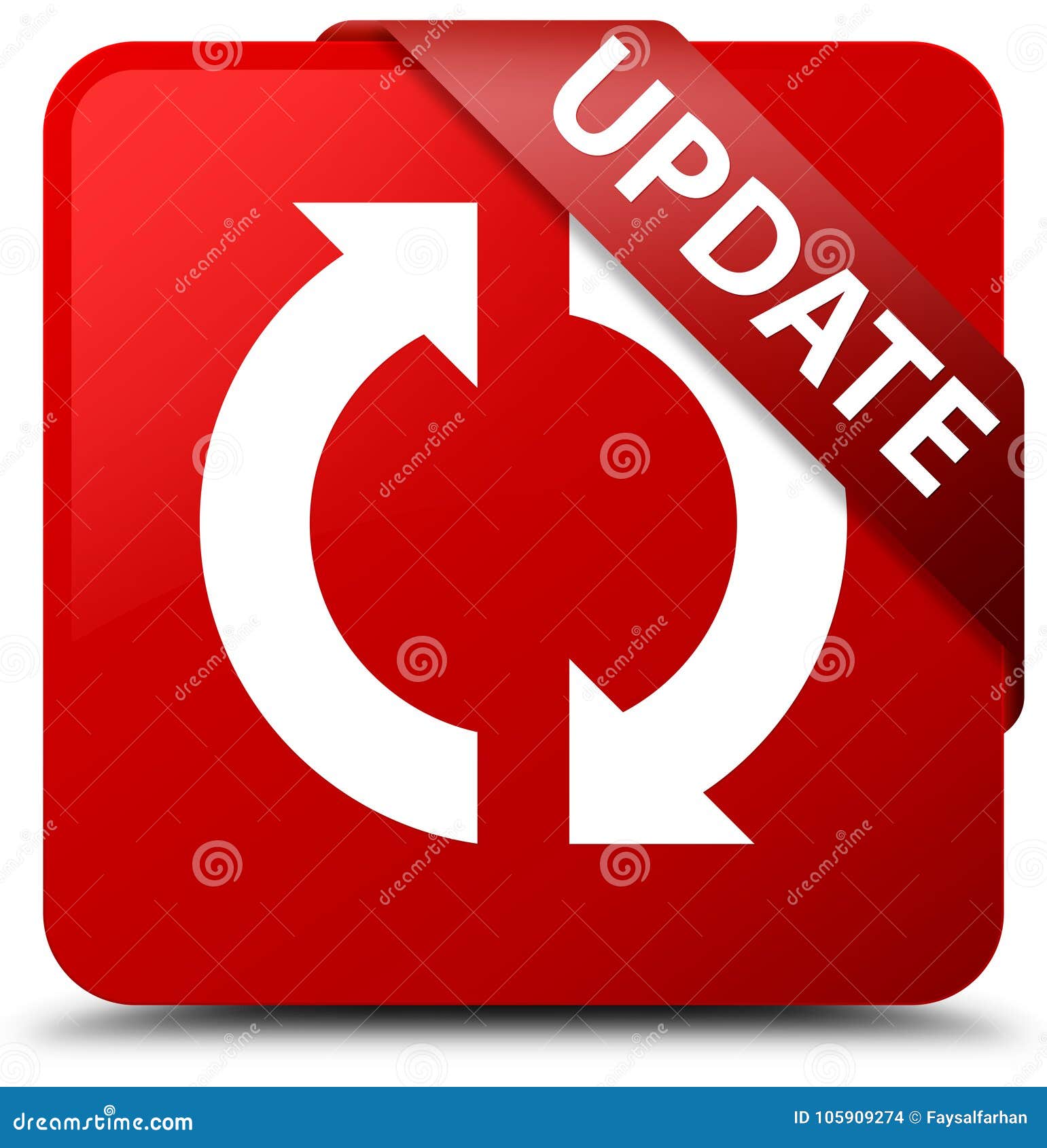 Update Red Square Button Red Ribbon in Corner Stock Illustration ...