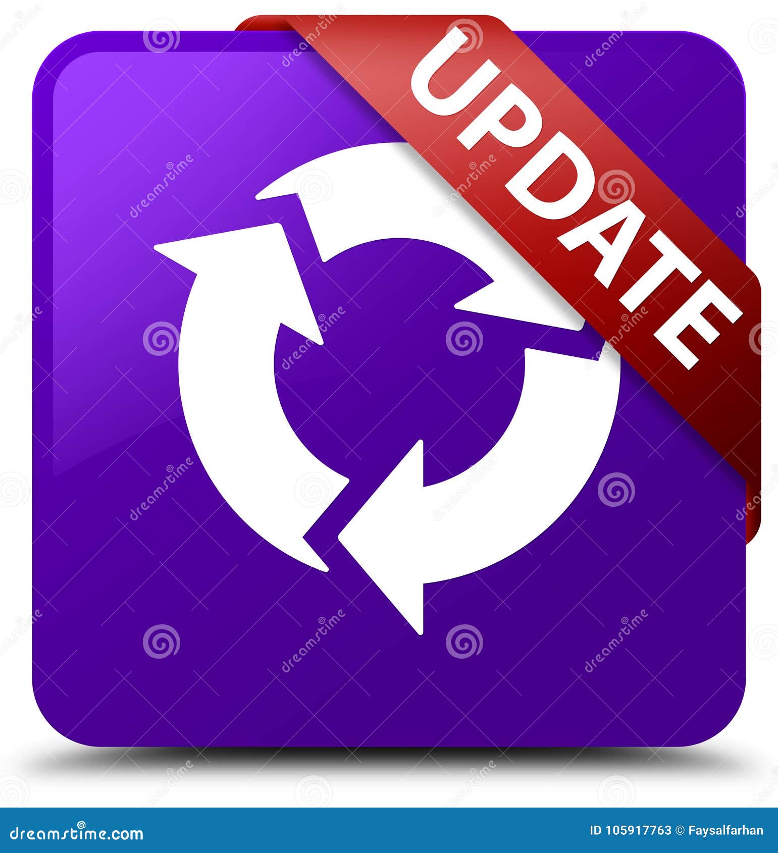 Update (refresh Icon) Purple Square Button Red Ribbon in Corner Stock ...
