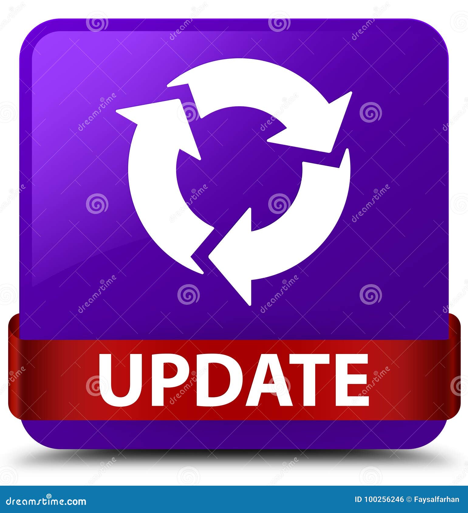 Update (refresh Icon) Purple Square Button Red Ribbon in Middle Stock ...