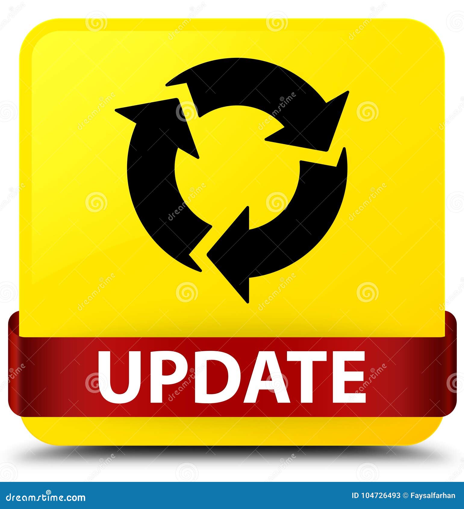 Update (refresh Icon) Yellow Square Button Red Ribbon in Middle Stock ...