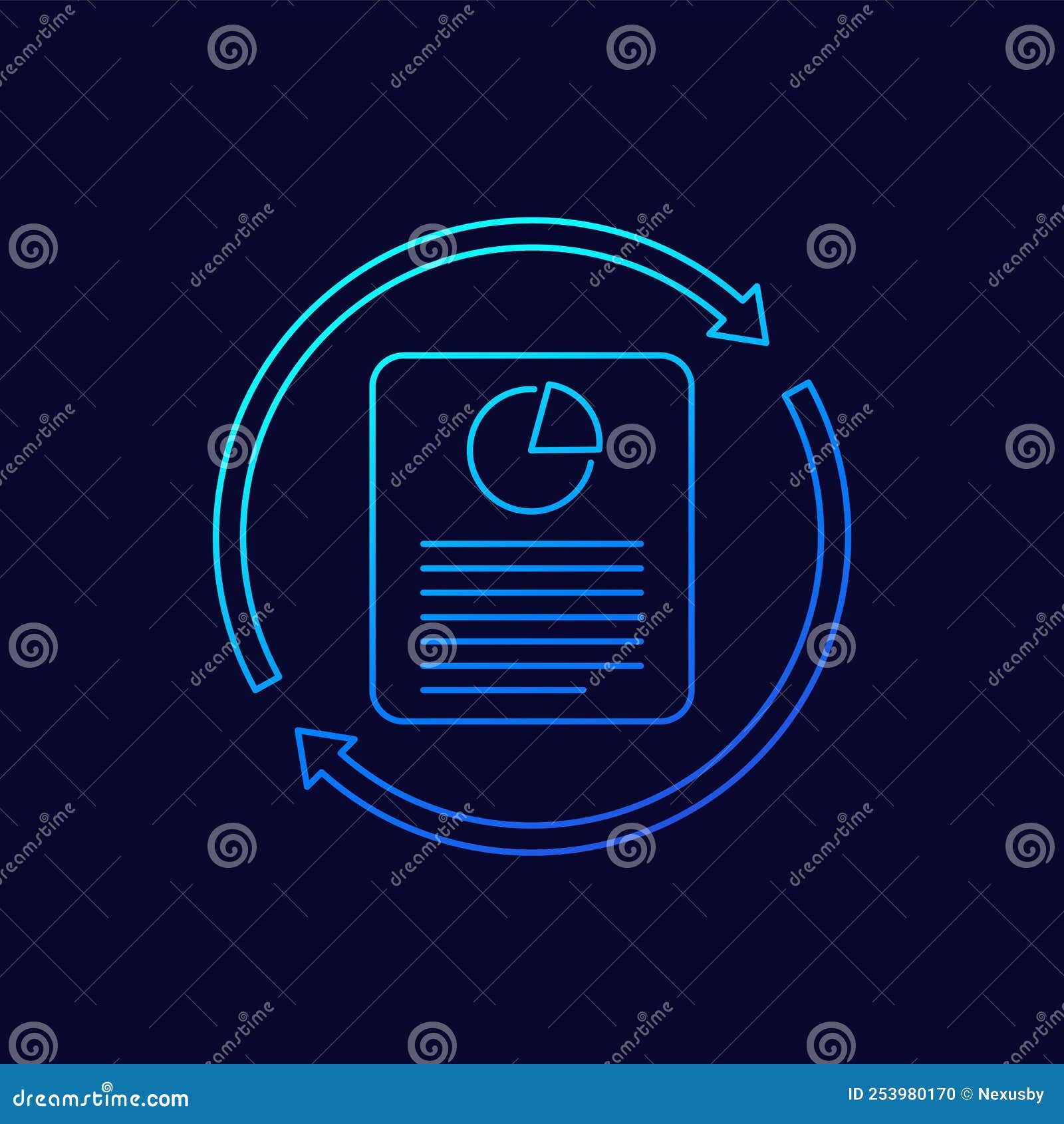 Update Report, Document Line Icon for Web Stock Vector - Illustration ...