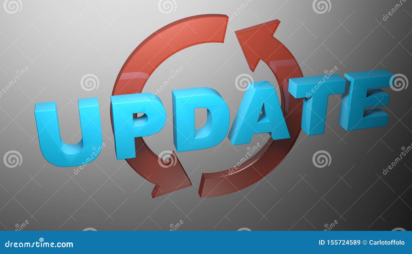 UPDATE with Rotating Arrows - 3D Rendering Illustration Stock ...