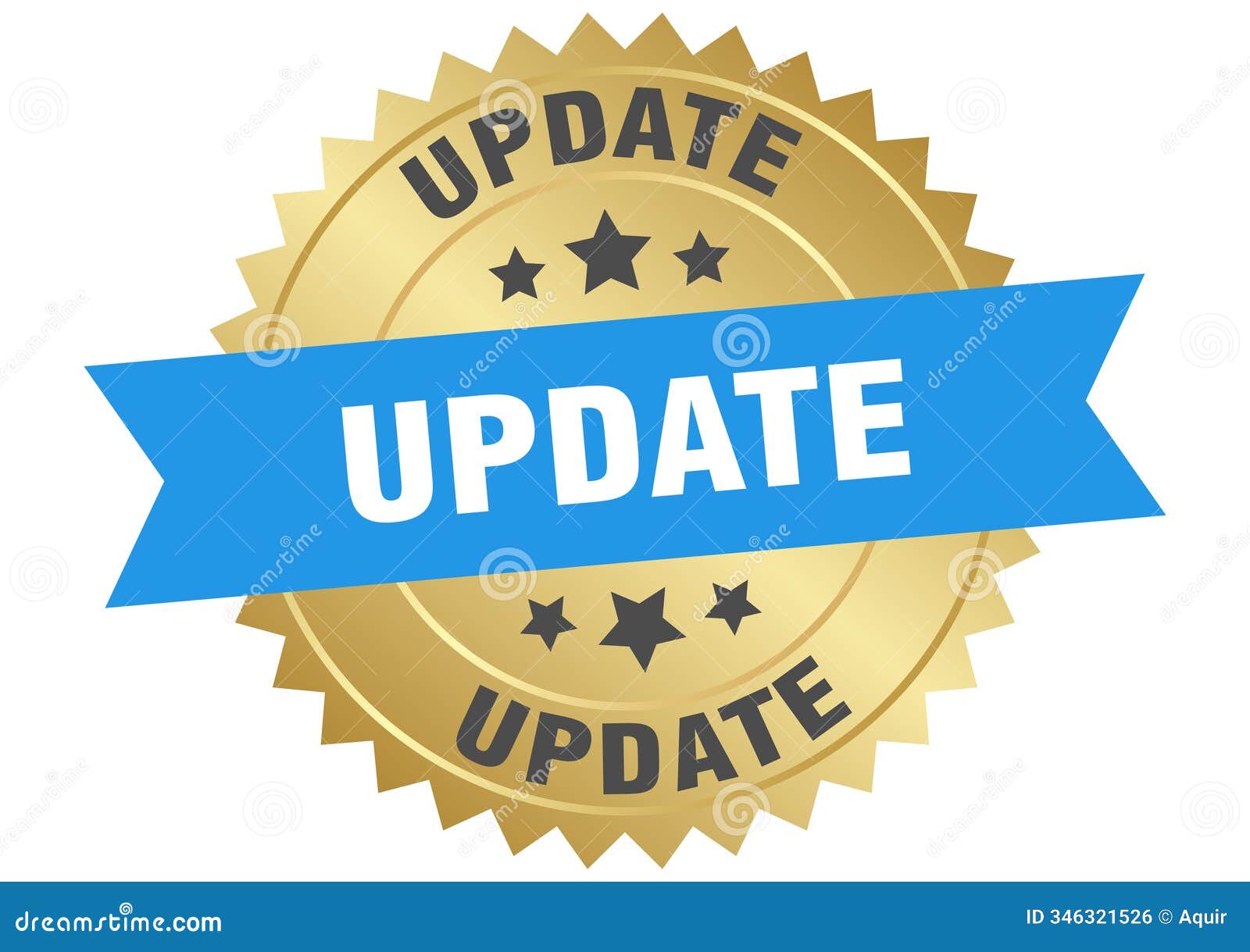 Update. Update Round Blue and Gold Label Isolated on Transparent ...