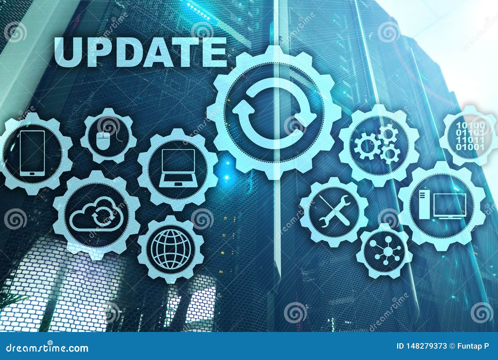 Update Software Computer on Virtual Screen Server Room Datacenter ...