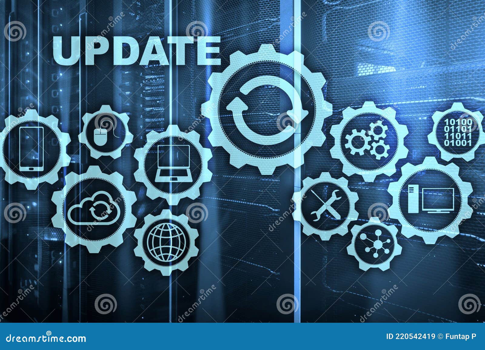 Update Software Computer on Virtual Screen Server Room Datacenter ...