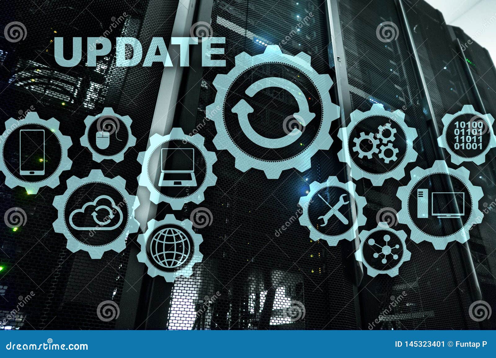 Update Software Computer on Virtual Screen Server Room Datacenter ...