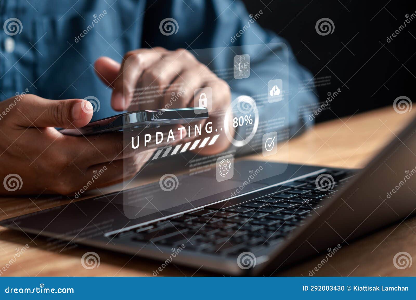 Update Software and Installing New Version System in Computer. Man ...