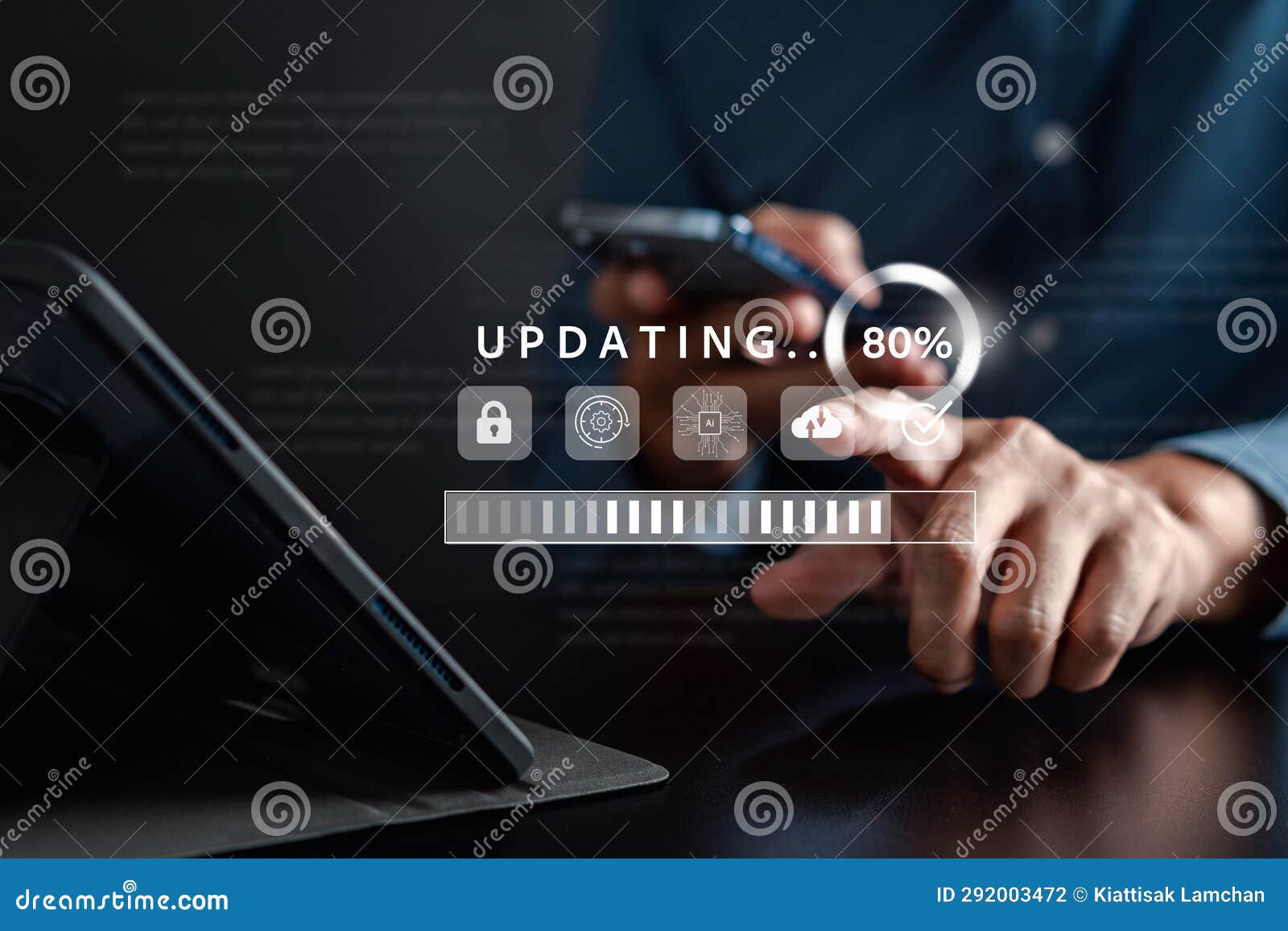 Update Software and Installing New Version System in Computer. Man Upgrade Program, Business ...