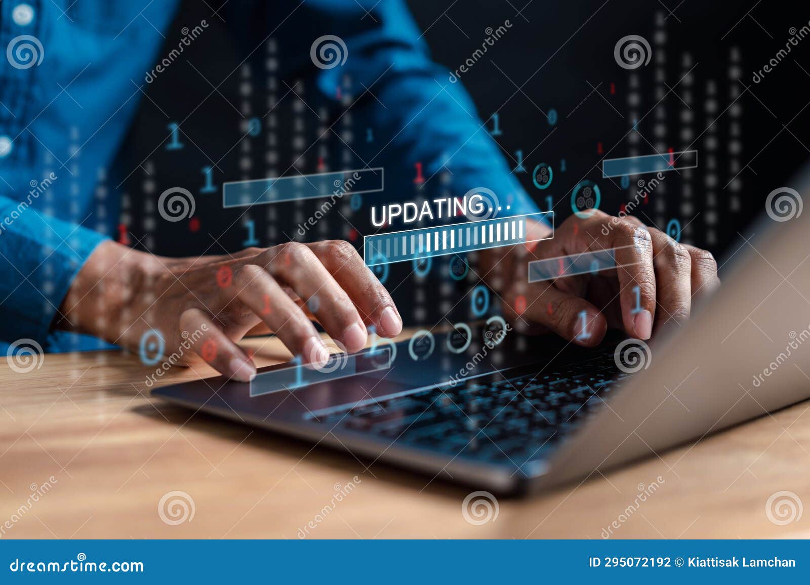 Update Software and Installing New Version System in Computer. Man Upgrade Program, Business ...
