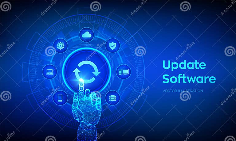 Update Software. Upgrade Software Version Concept on Virtual Screen ...
