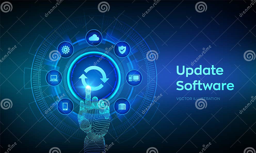Update Software. Upgrade Software Version Concept on Virtual Screen ...