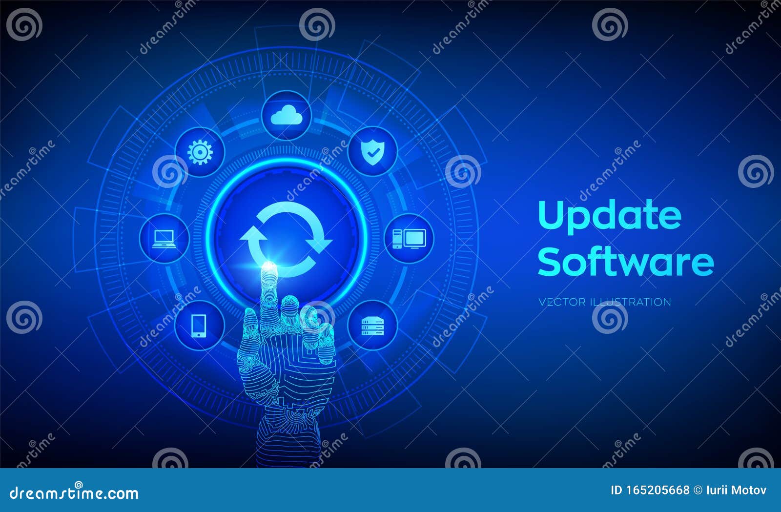 Update Software. Upgrade Software Version Concept on Virtual Screen ...