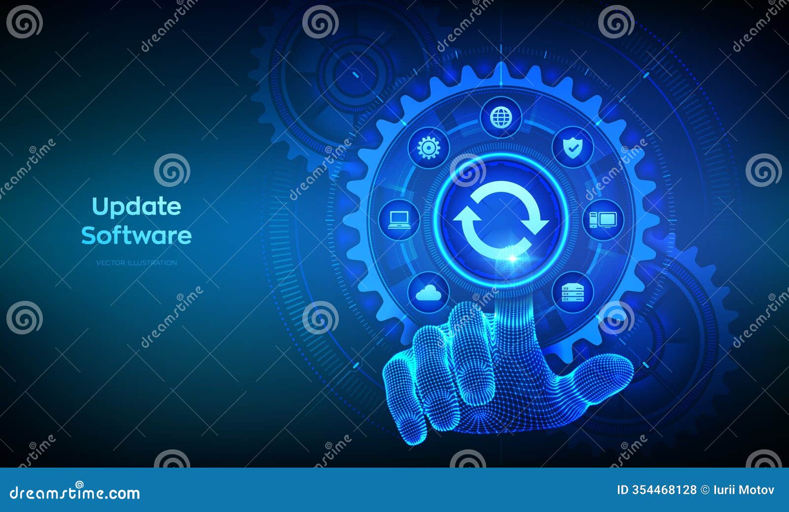 Update Software Computer On Virtual Screen Server Room Datacenter ...