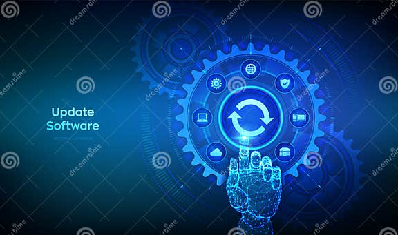Update Software. Upgrade Software Version Concept on Virtual Screen. Computer Program Upgrade ...