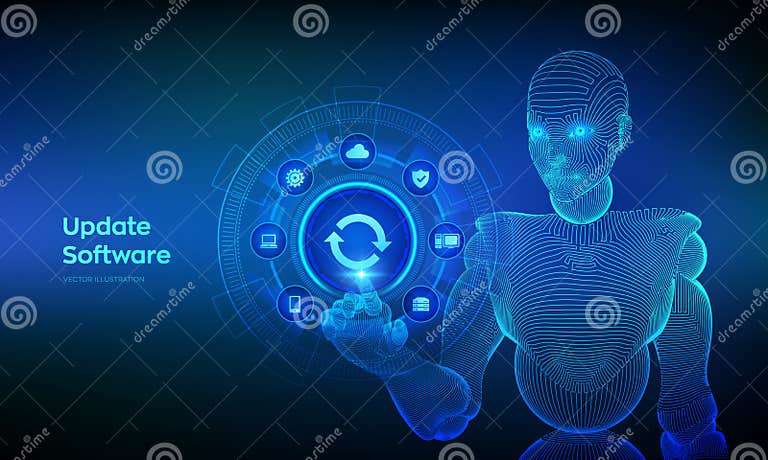 Update Software. Upgrade Software Version Concept on Virtual Screen ...