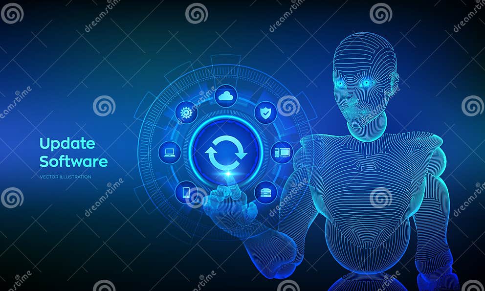 Update Software. Upgrade Software Version Concept on Virtual Screen ...
