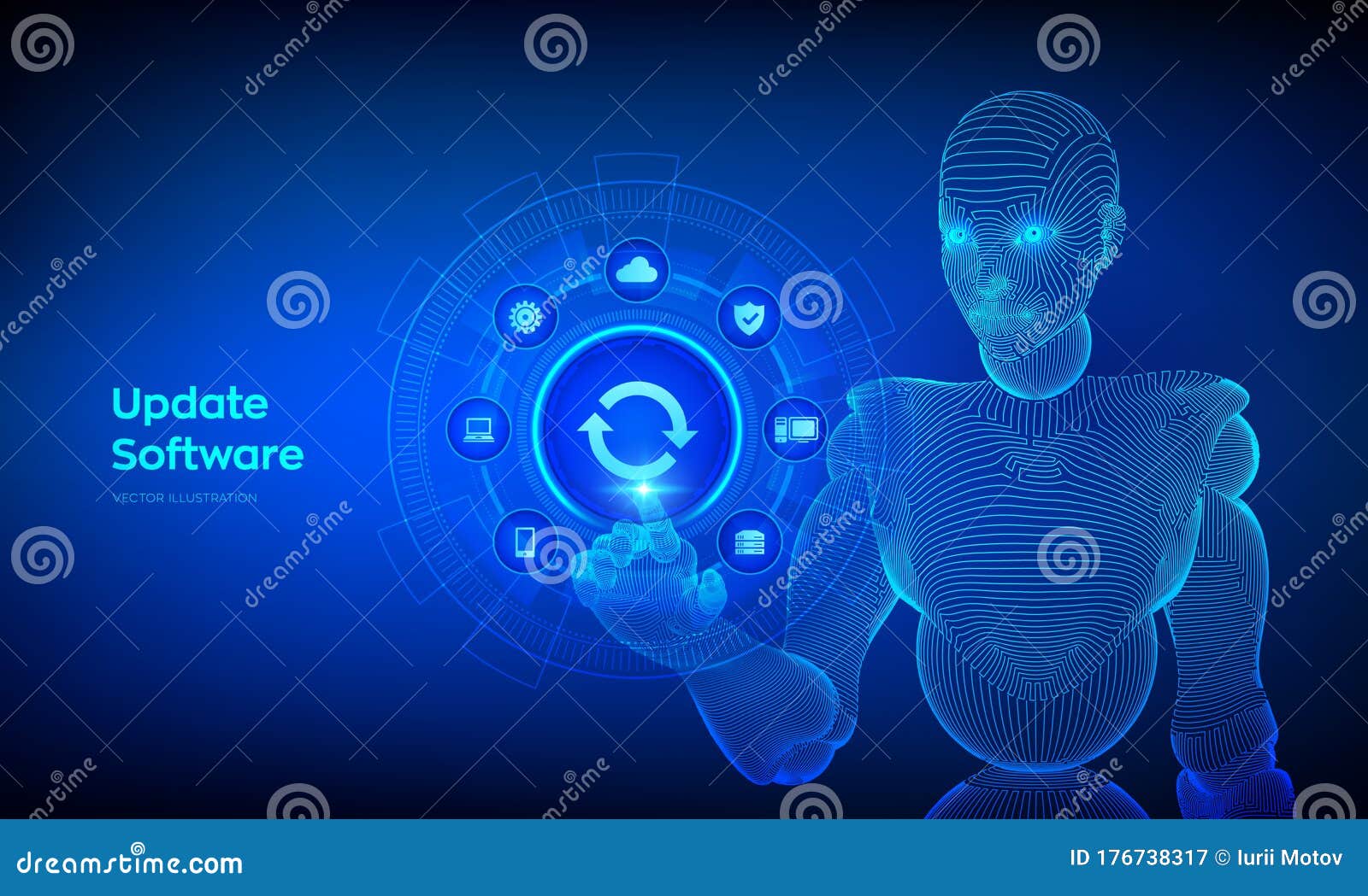 Update Software. Upgrade Software Version Concept on Virtual Screen ...