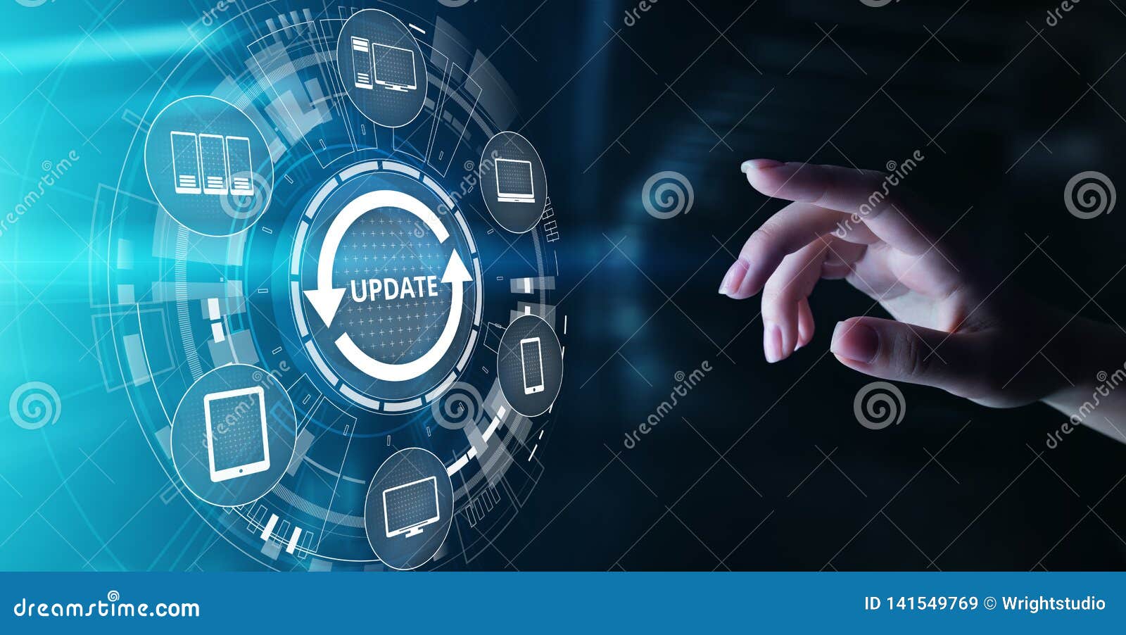 Update System Upgrade Software Version Technology Concept on Virtual ...