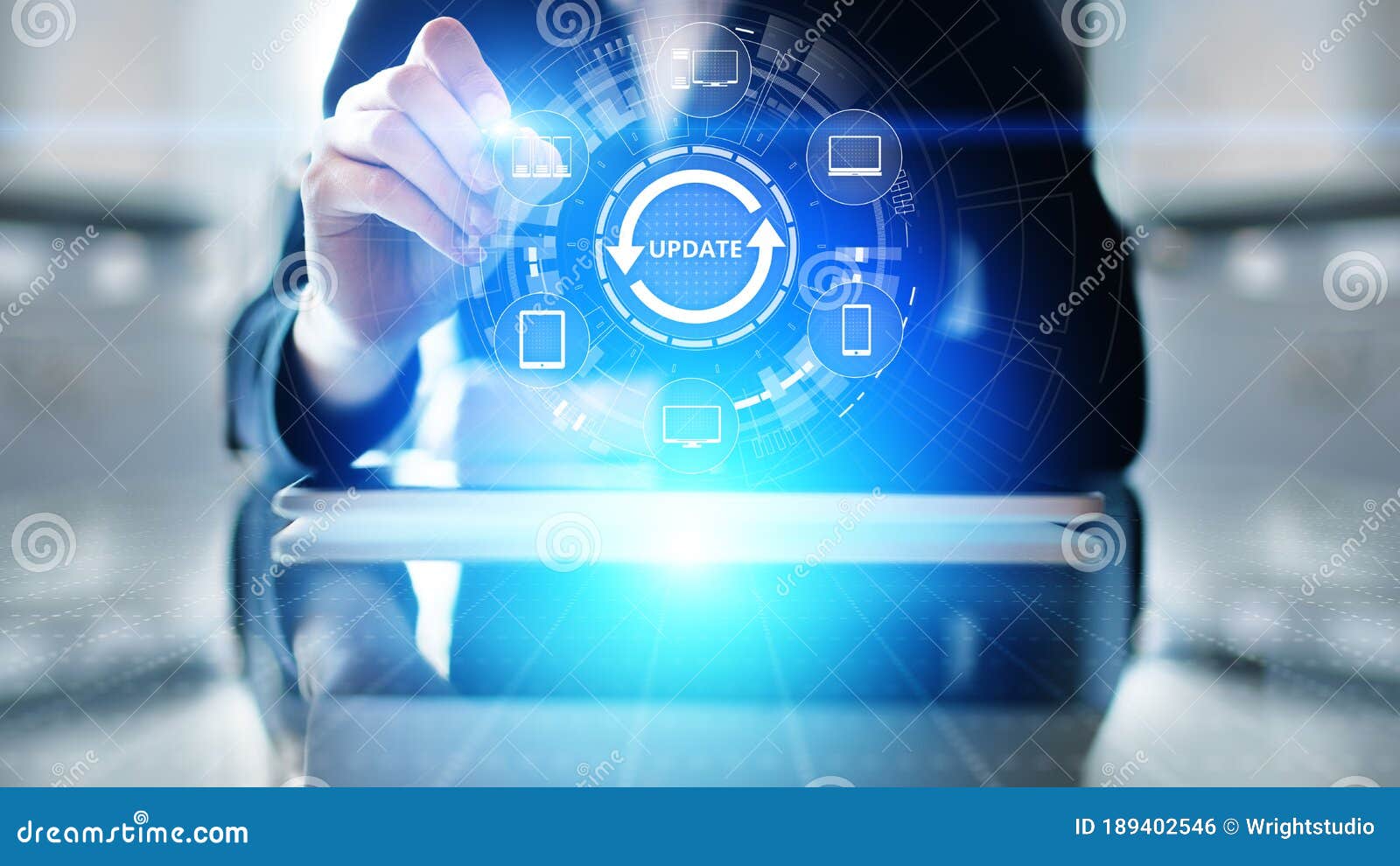 Update System Upgrade Software Version Technology Concept on Virtual ...