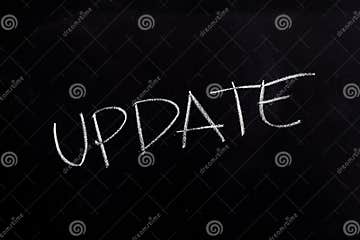 Update Text on Blackboard stock photo. Image of written - 33490526