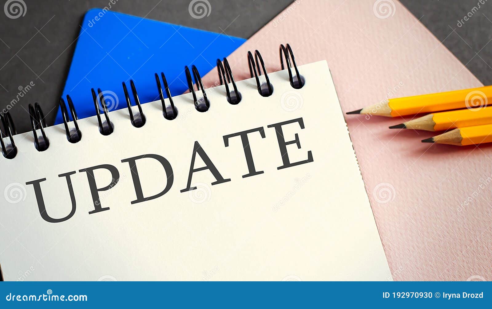 UPDATE Text in the Office Notebook with Office Tools Stock Photo ...