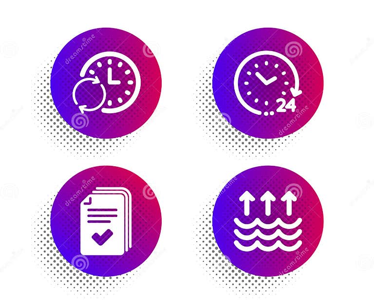 Update Time, 24 Hours and Handout Icons Set. Evaporation Sign. Refresh ...