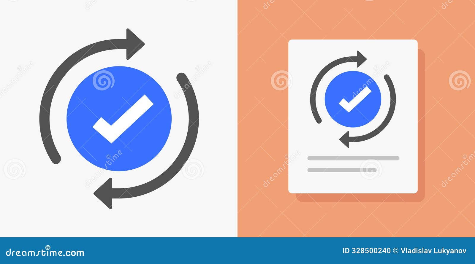 Update Transaction Icon Vector, Rotating Check Mark Tick As Automatic ...