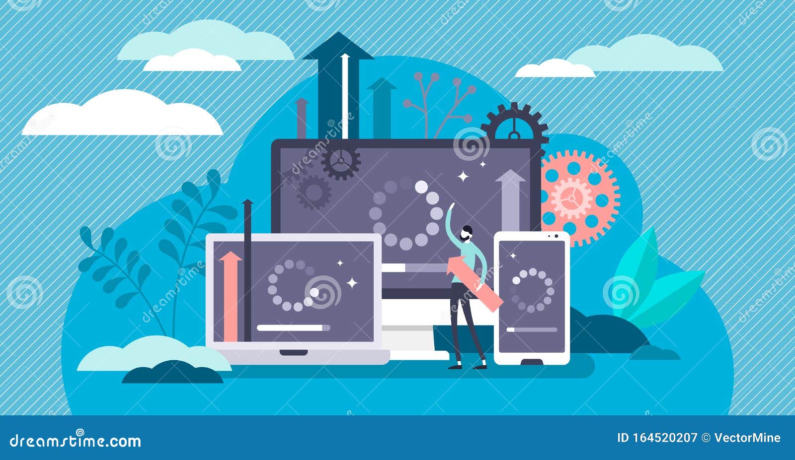 Update and Upgrade Software Flat Tiny Person Concept Vector ...