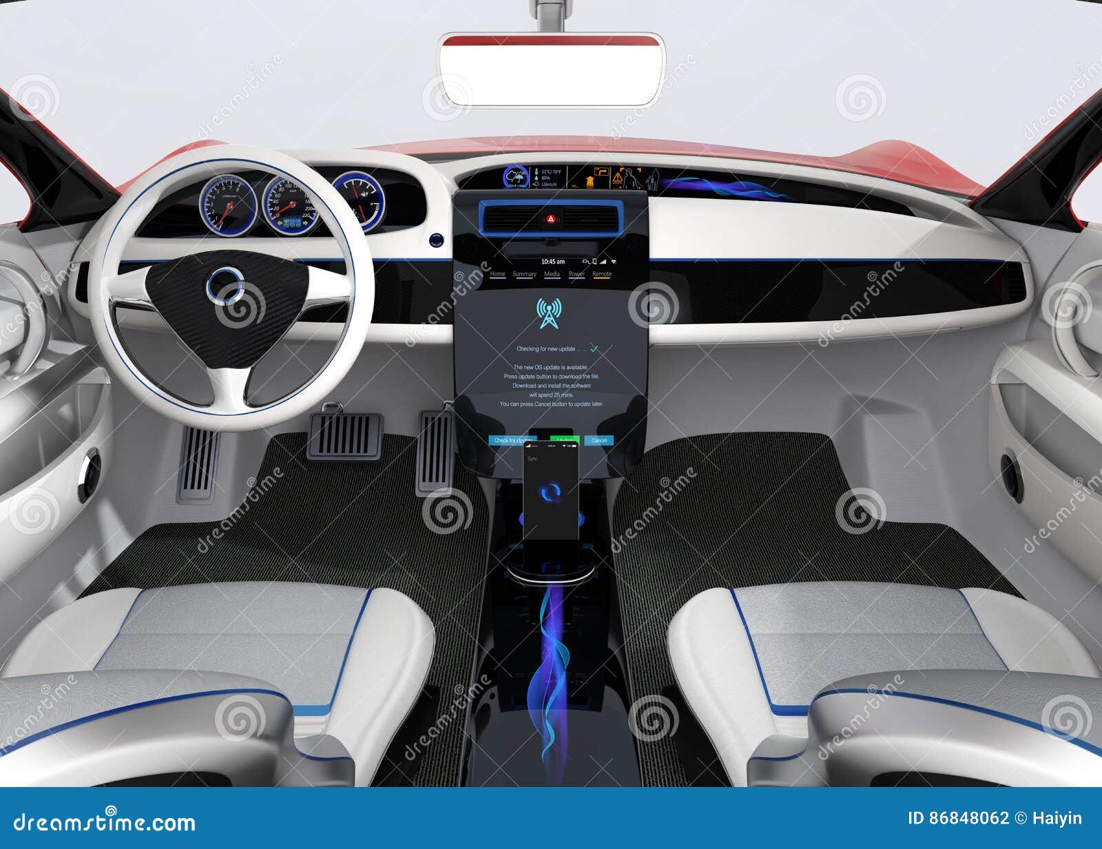 Update Vehicle Software Just Touch Car`s Center Console Screen Stock ...
